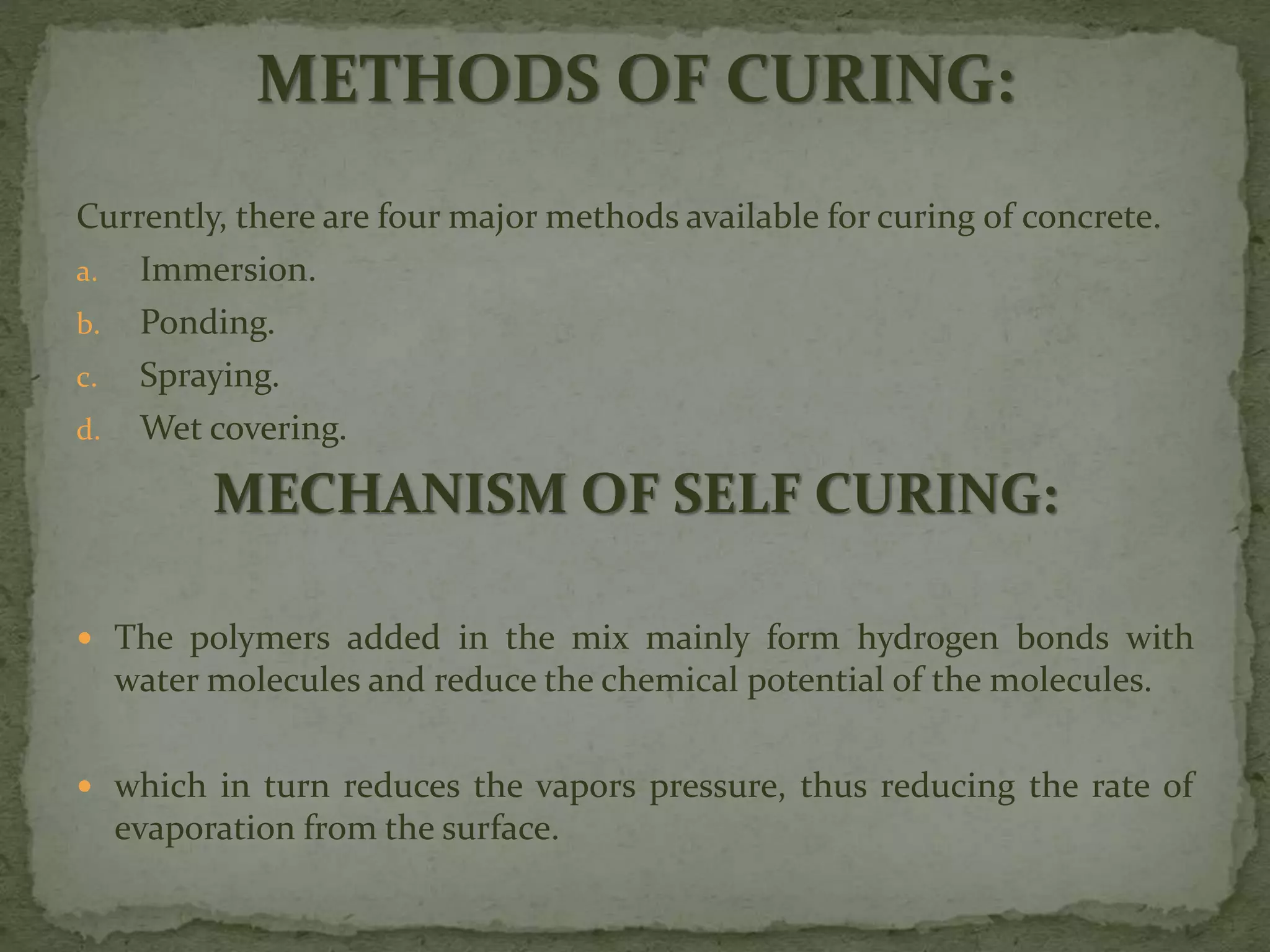 Self curing concrete using peg | PPTX