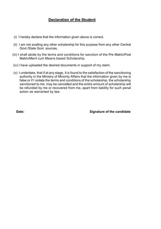 Self declaration by the student | PDF