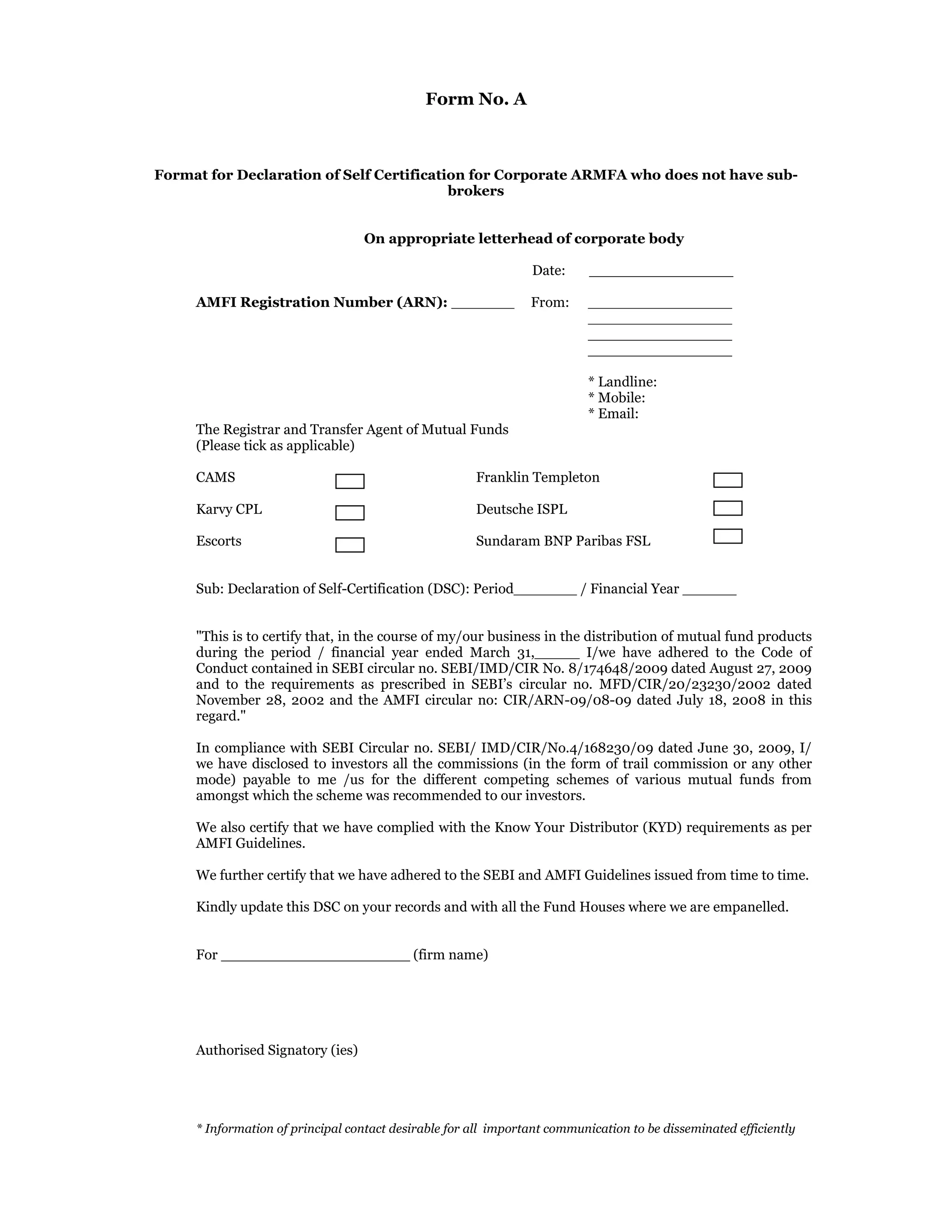 Self declaration form (2010 2011) | PDF