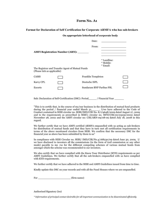 Self declaration form (2010 2011) | PDF