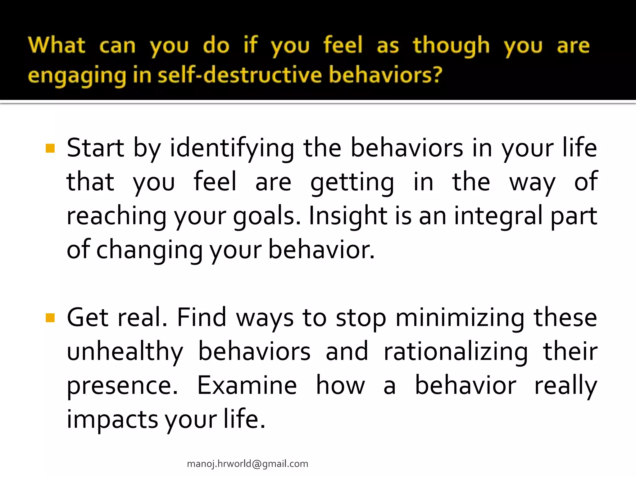 Self defeating behaviour | PPTX