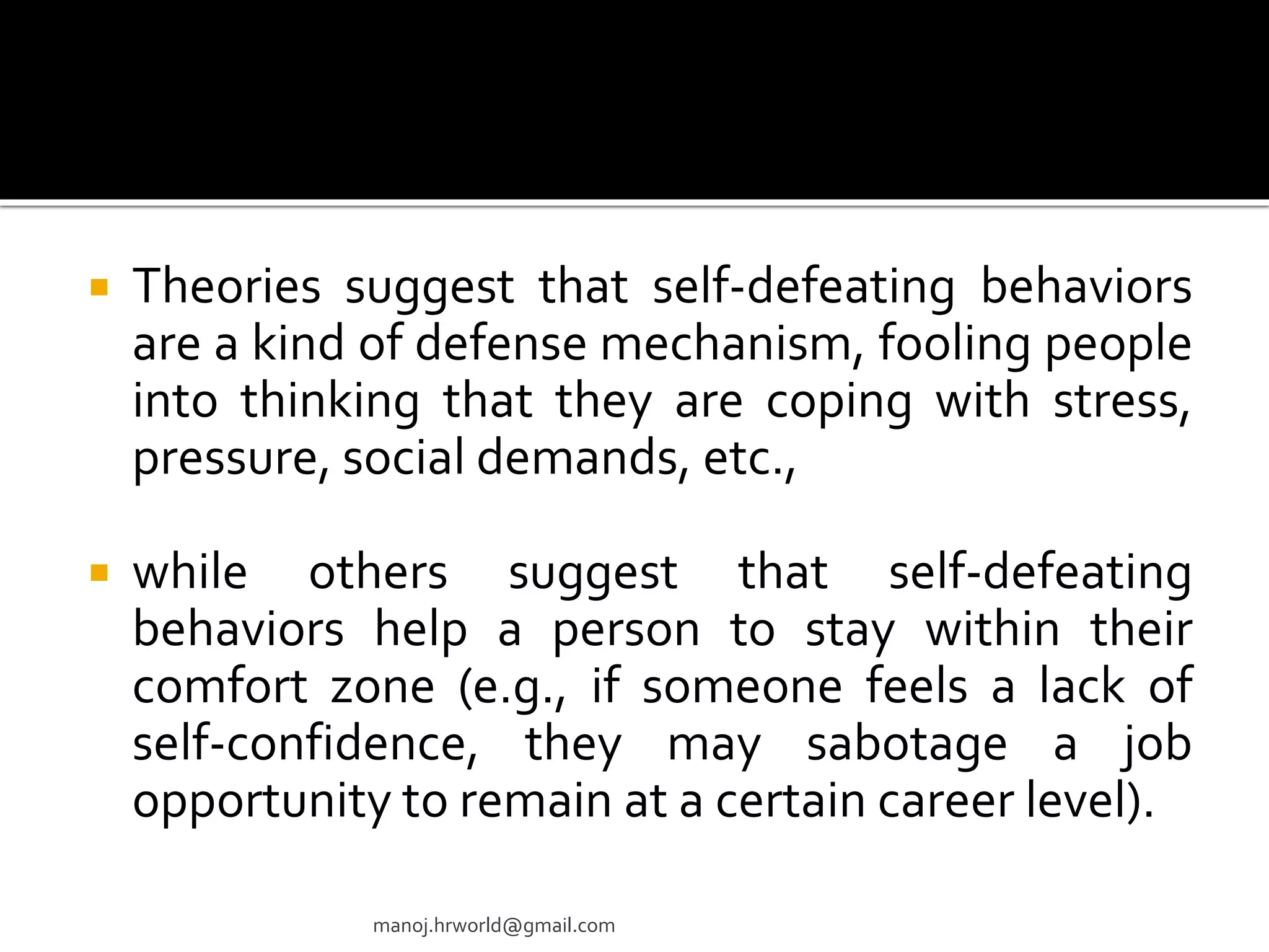 Self defeating behaviour | PPTX
