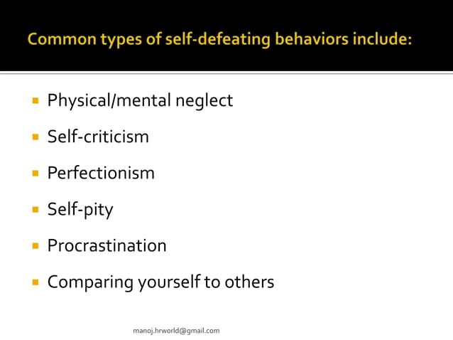Self defeating behaviour | PPTX