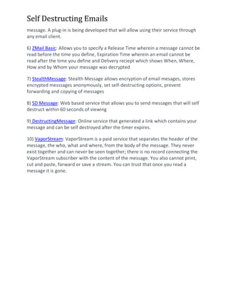 Self Destructing Emails | PDF