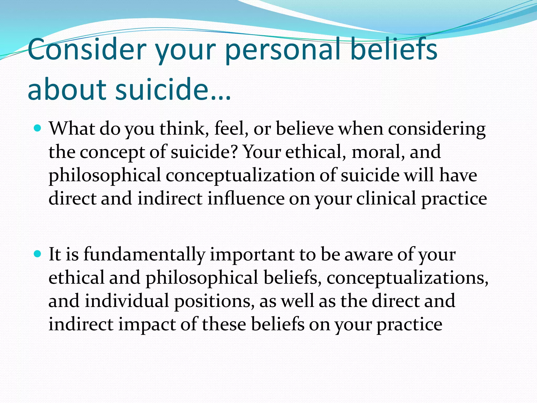 Self destructive behaviors and survivors of suicide | PPTX