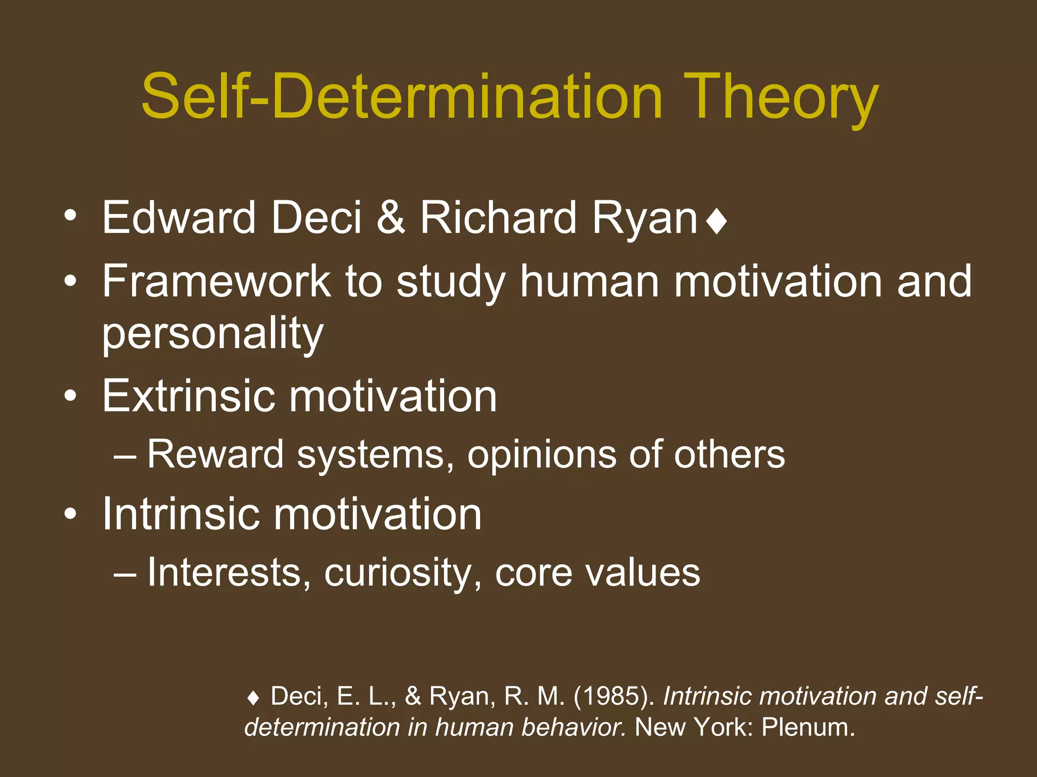 Self-Determination Theory and Learning | PPT