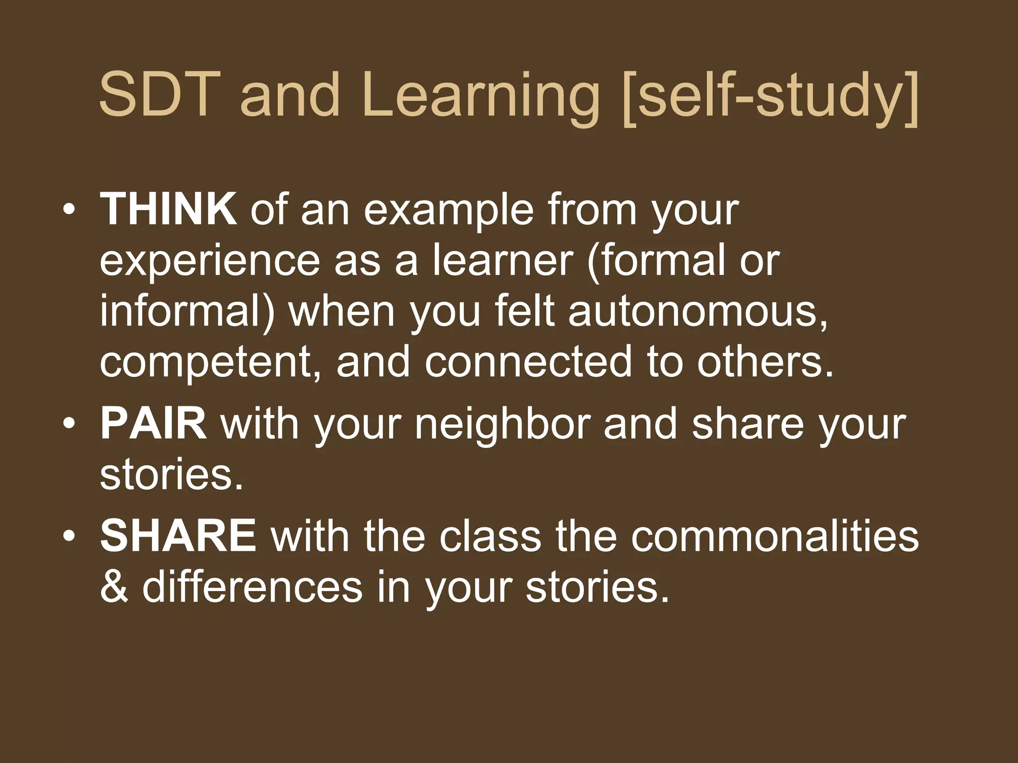 Self-Determination Theory and Learning | PPT