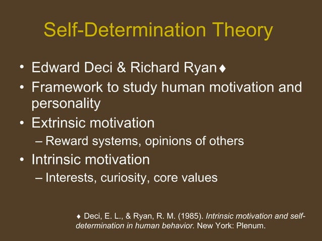 Self-Determination Theory and Learning | PPT
