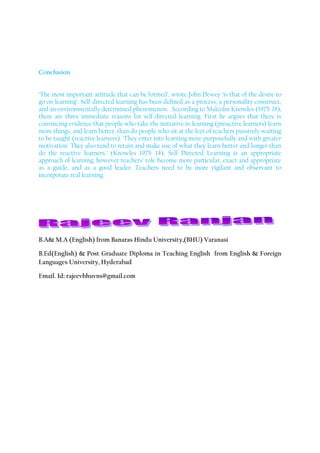 Self directed learning a learner centered approach | PDF | Educational Assessment | Education