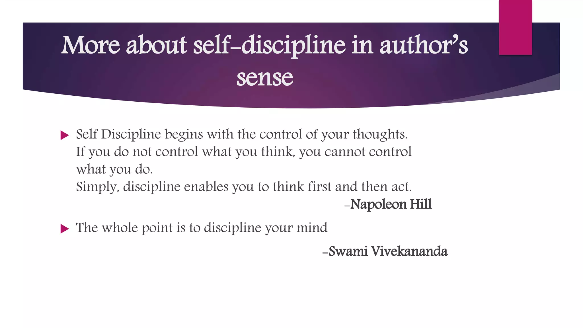 Self discipline - Key to Success | PPTX