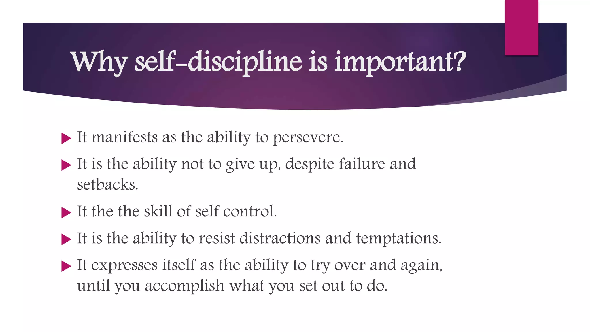 Self discipline - Key to Success | PPTX