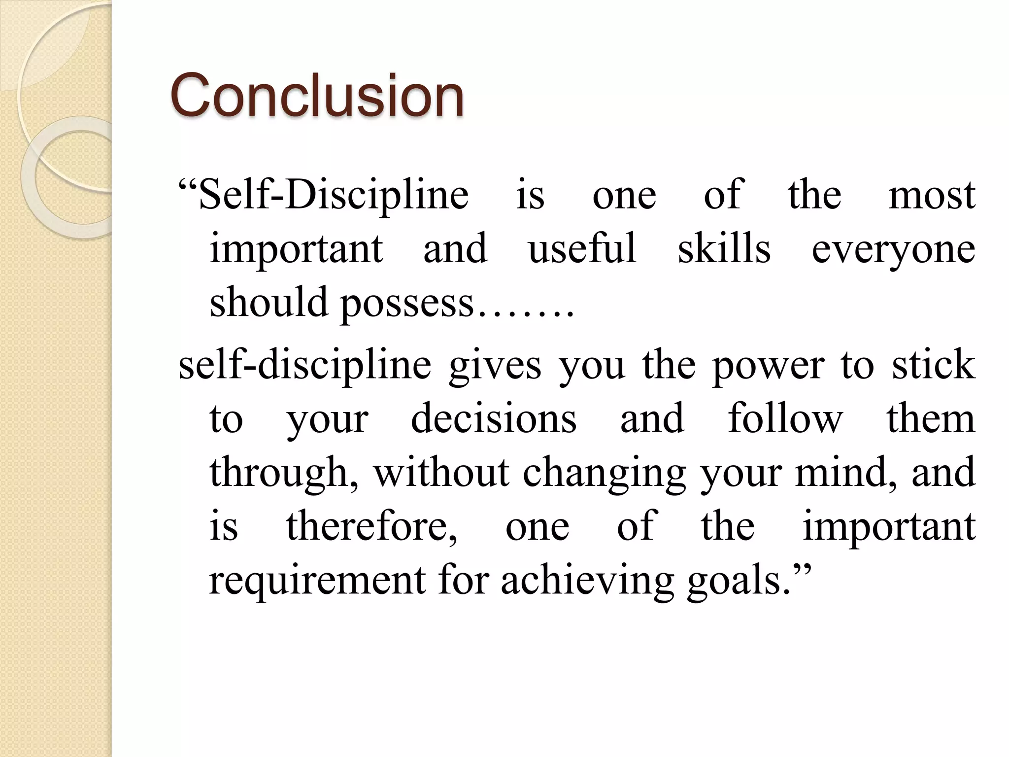 Self discipline in life | PPTX