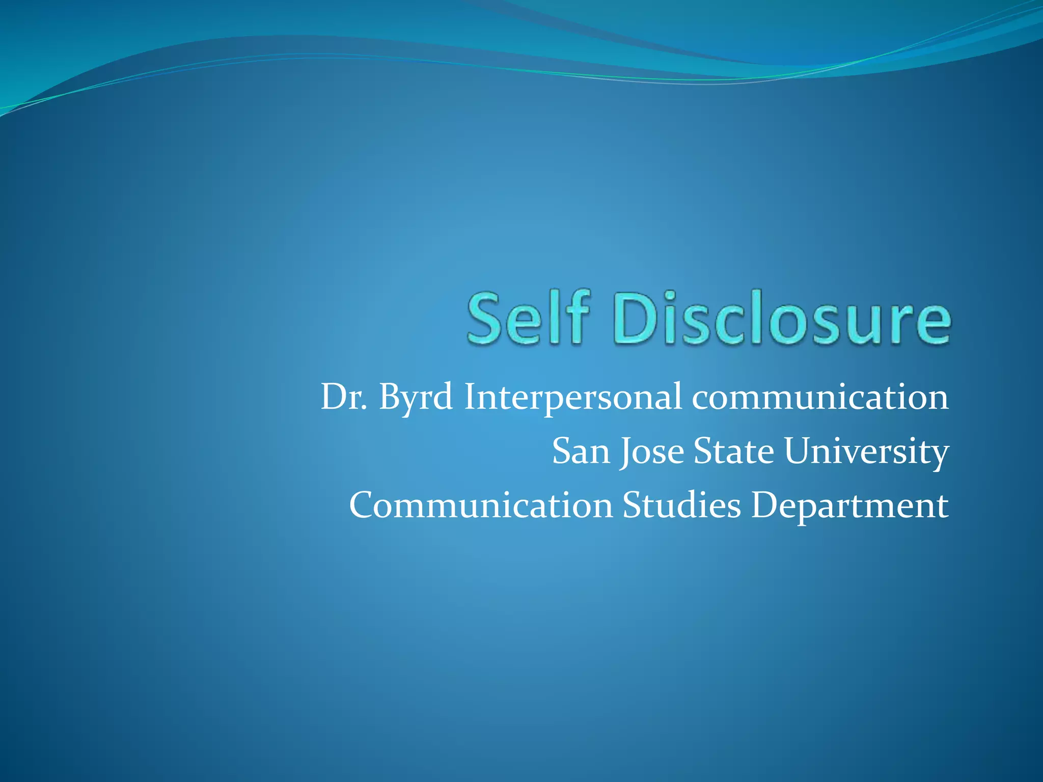 Self disclosure | PPTX