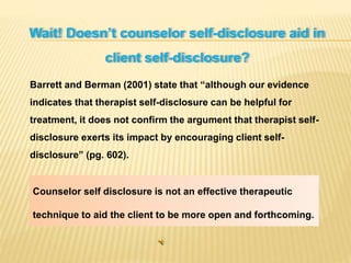 Self disclosure in addiction counseling: To tell or not to tell? | PPSX