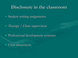 Self-Disclosure in Ethics Education | PPT