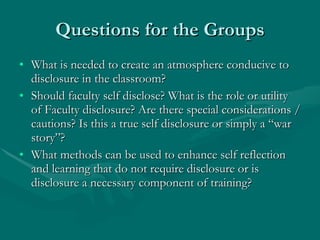 Self-Disclosure in Ethics Education | PPT