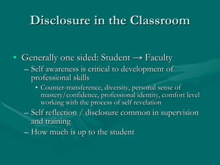 Self-Disclosure in Ethics Education | PPT