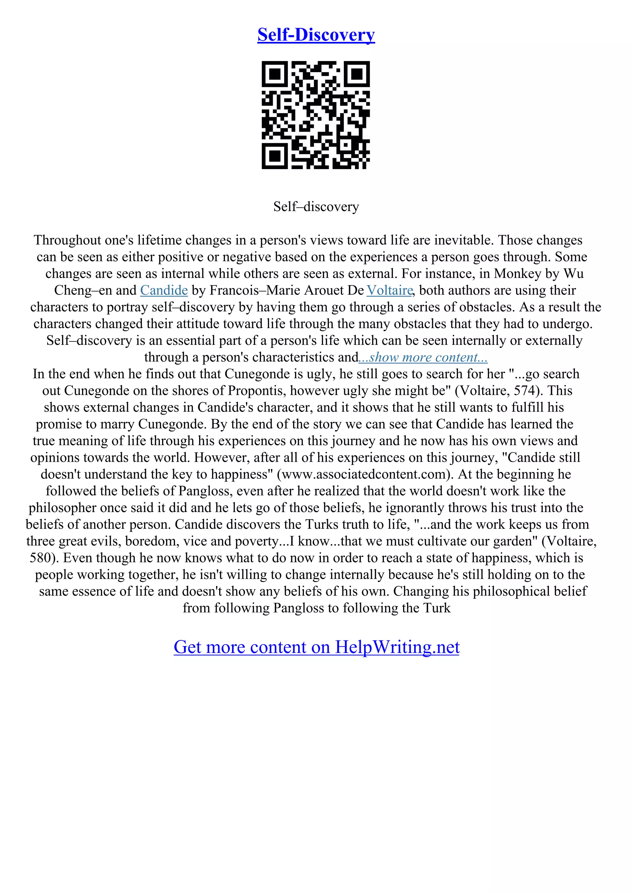 Self Discovery Essay | PDF