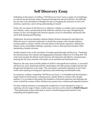 Self Discovery Essay | PDF