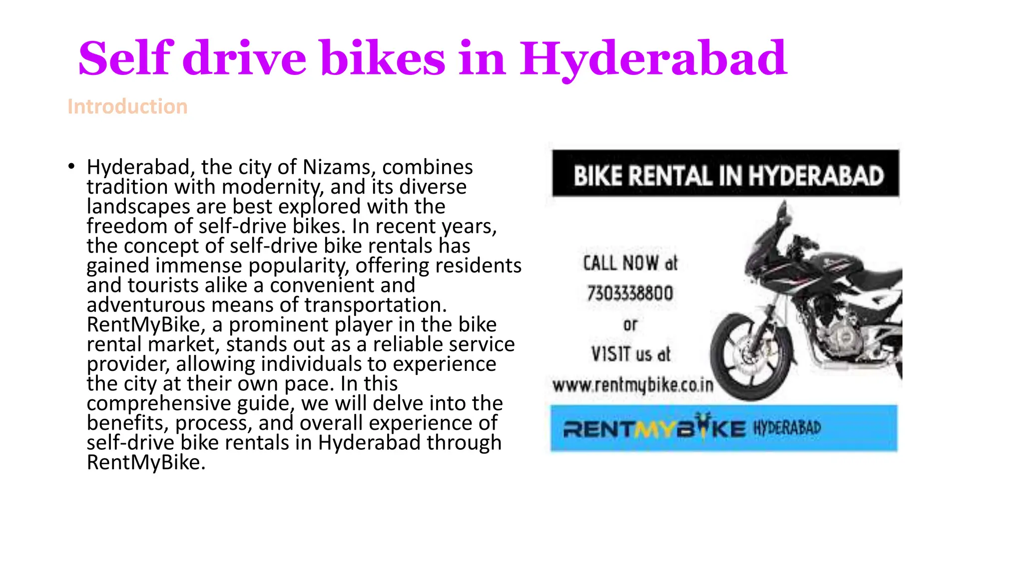 Self drive bikes in Hyderabad | PPTX