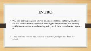 Self driving car | PPTX | Driverless Cars | Auto Type