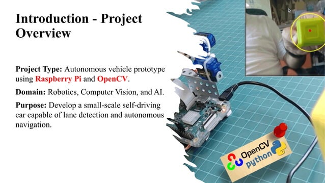 Self Driving Car Using Raspberry Pi and OpenCV.pptx | Robotics | Technology & Computing