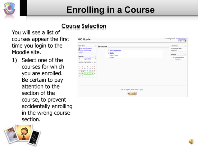 Notre Dame College Moodle Training - Student self-enrollment | PPTX ...