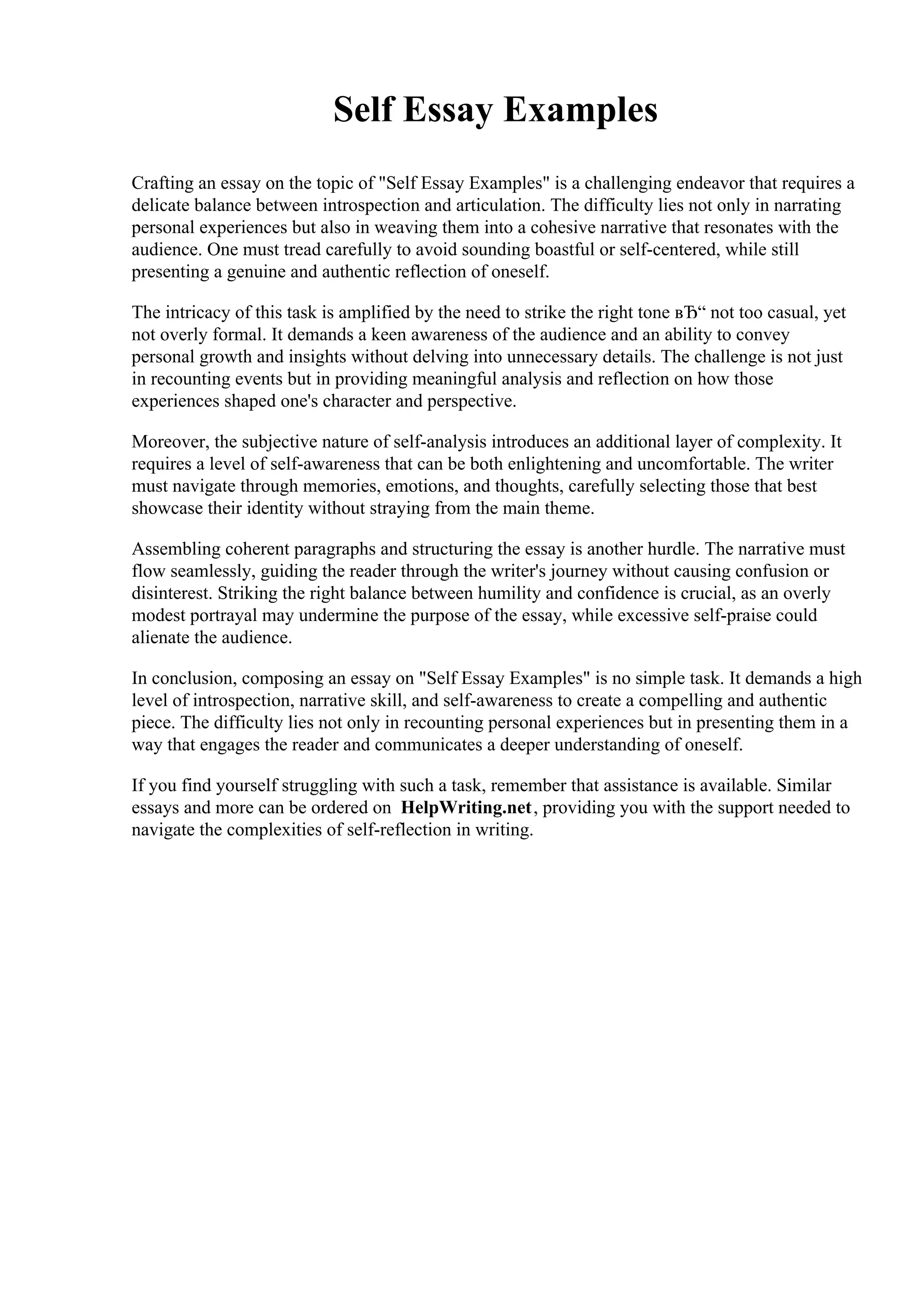 Self Essay Examples pdf self-essay-examples-pdf