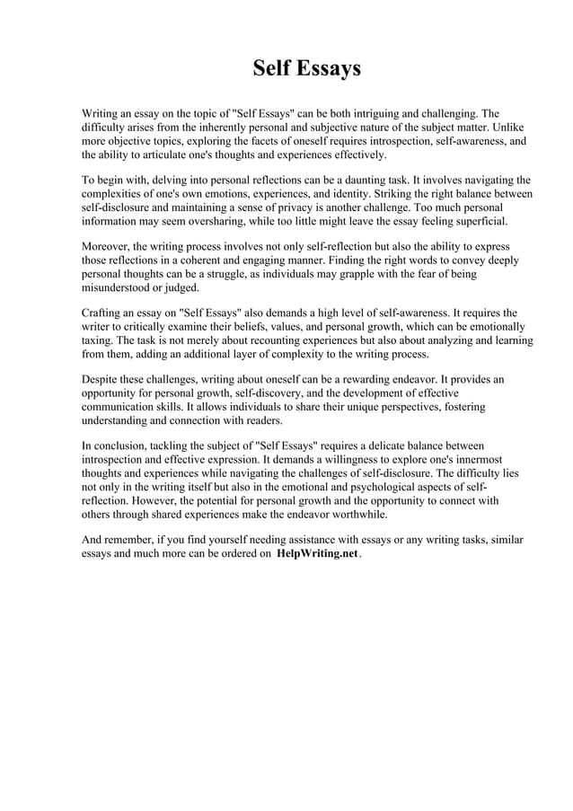 Self Essays | PDF