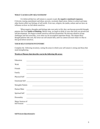DEVELOPING SELF ESTEEM AND A POSITIVE ATTITUDE | PDF