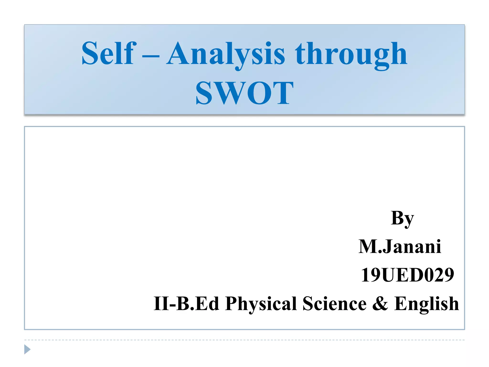 Self Analysis | PPT