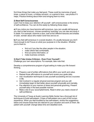 Self Esteem Is The Bridge To Success | DOC