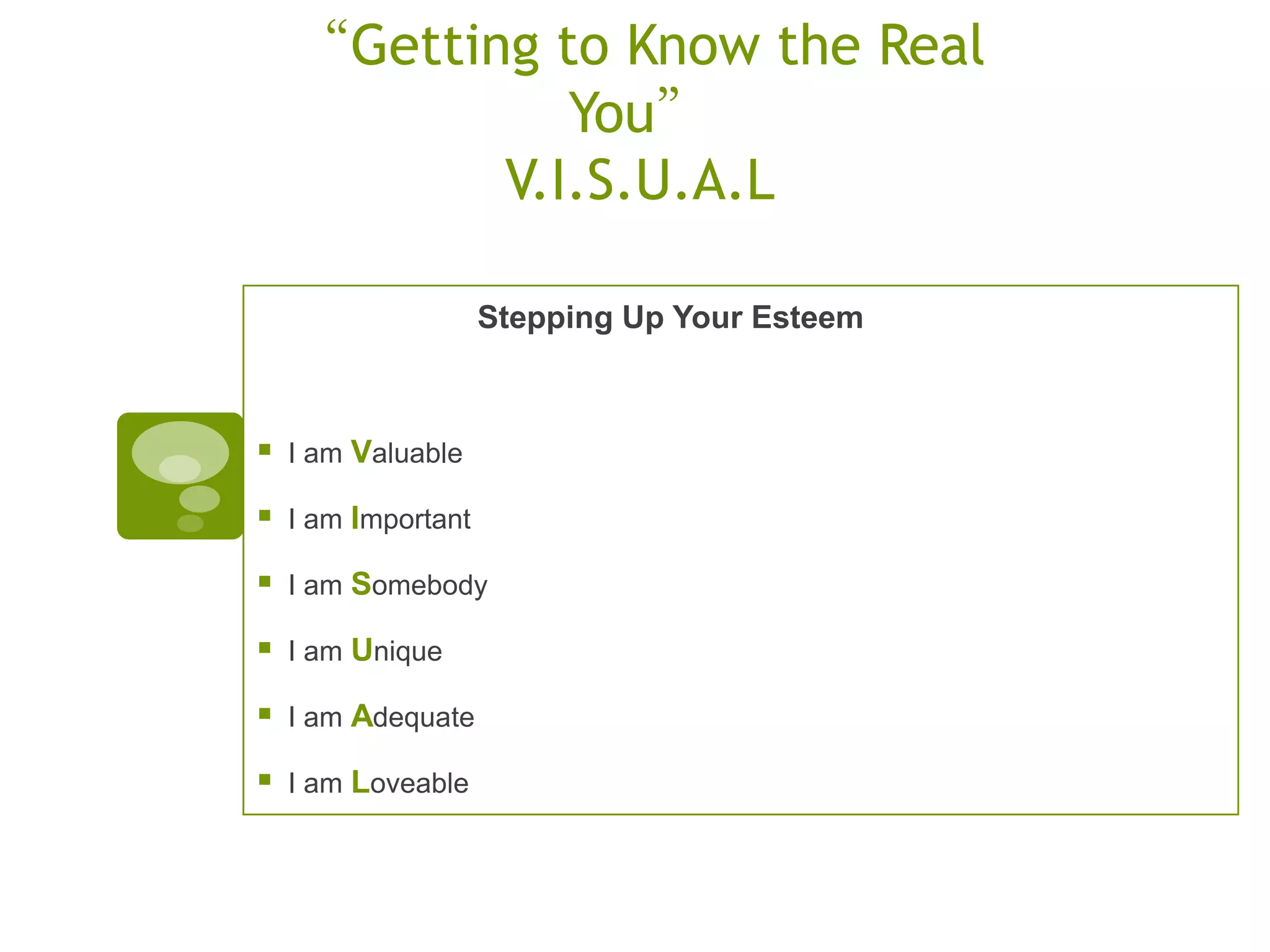 Self esteem sample | PPSX | Family and Relationships