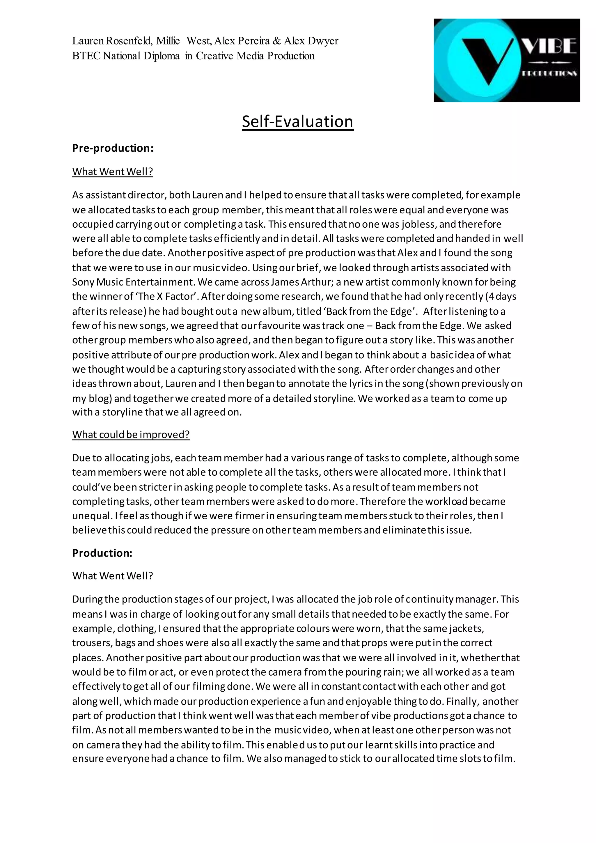 Self Evaluation | DOCX