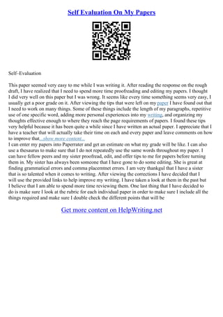 Self Evaluation Essay | PDF