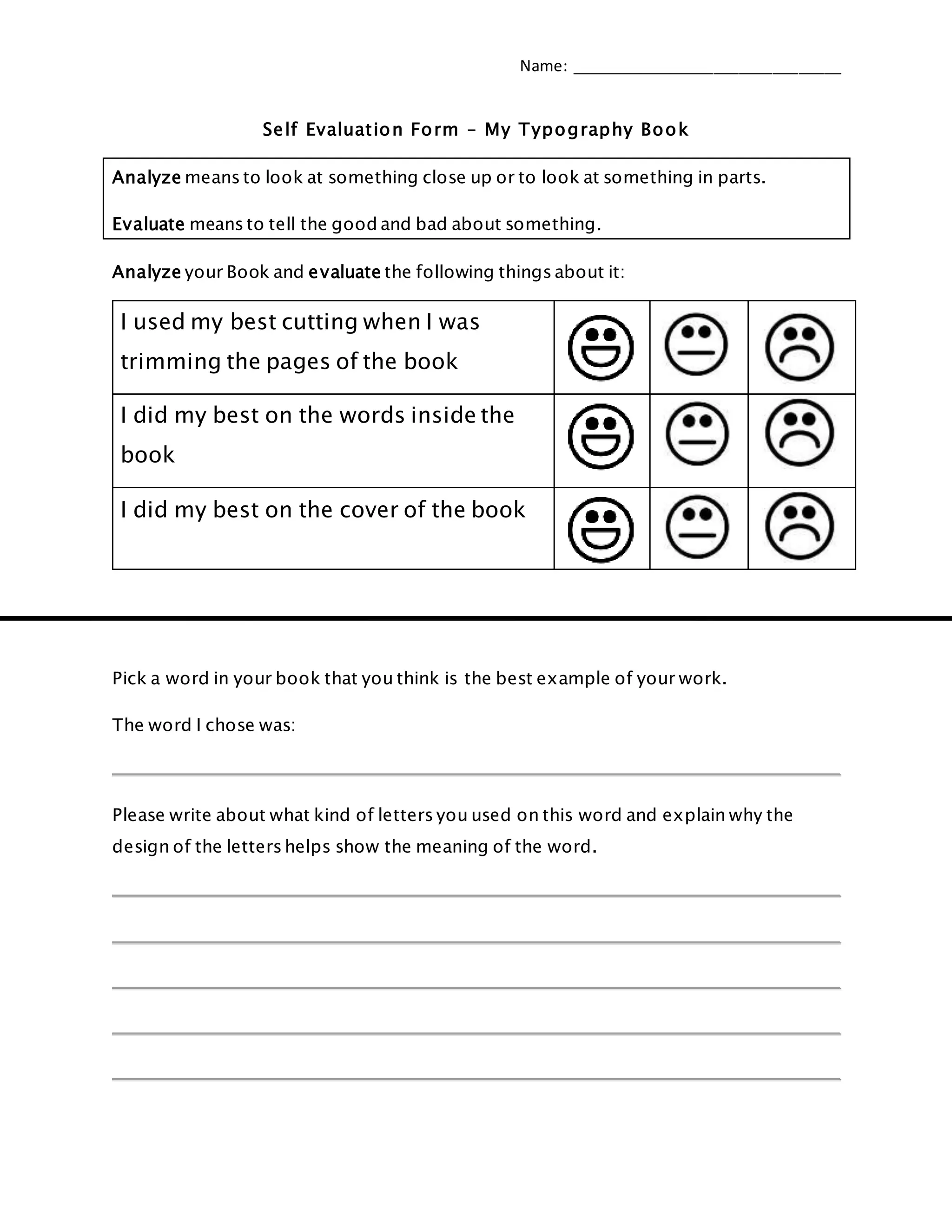 Self evaluation form design a word2013 | DOCX