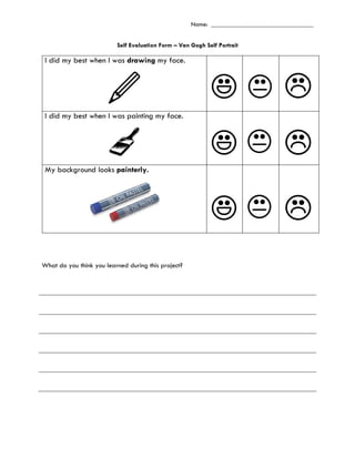 Self evaluation form van gogh | PDF | Painting | Arts and Crafts