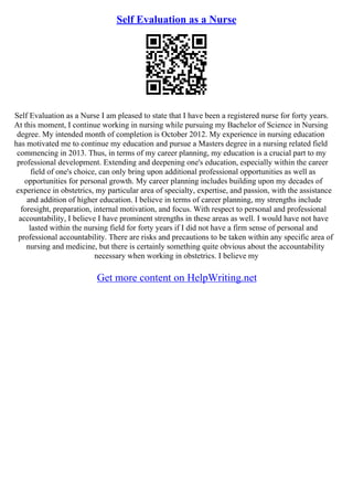 Self Evaluation Sample Essay | PDF