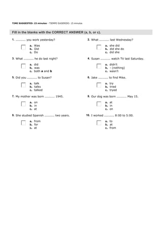 Self evaluation simple past | DOCX