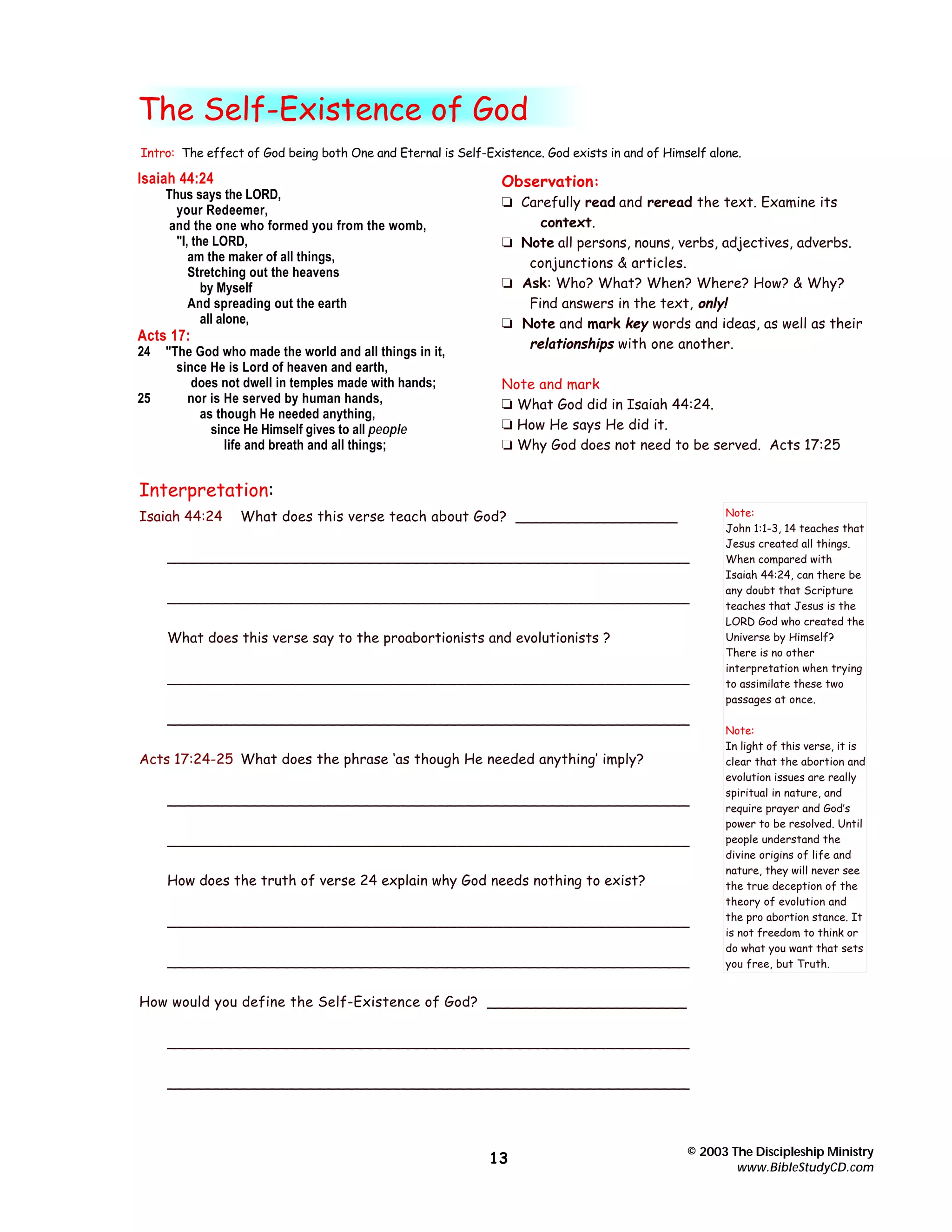 Selfexistence of god | PDF | Christianity | Religion & Spirituality