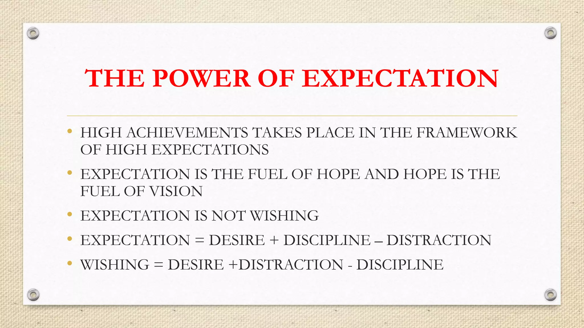 Self expectation | PPTX