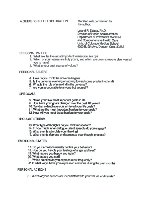 A Guide for Self Exploration | PDF