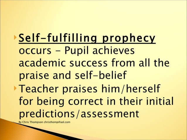 Self Fulfilling Prophecy In Action | PPT | Education