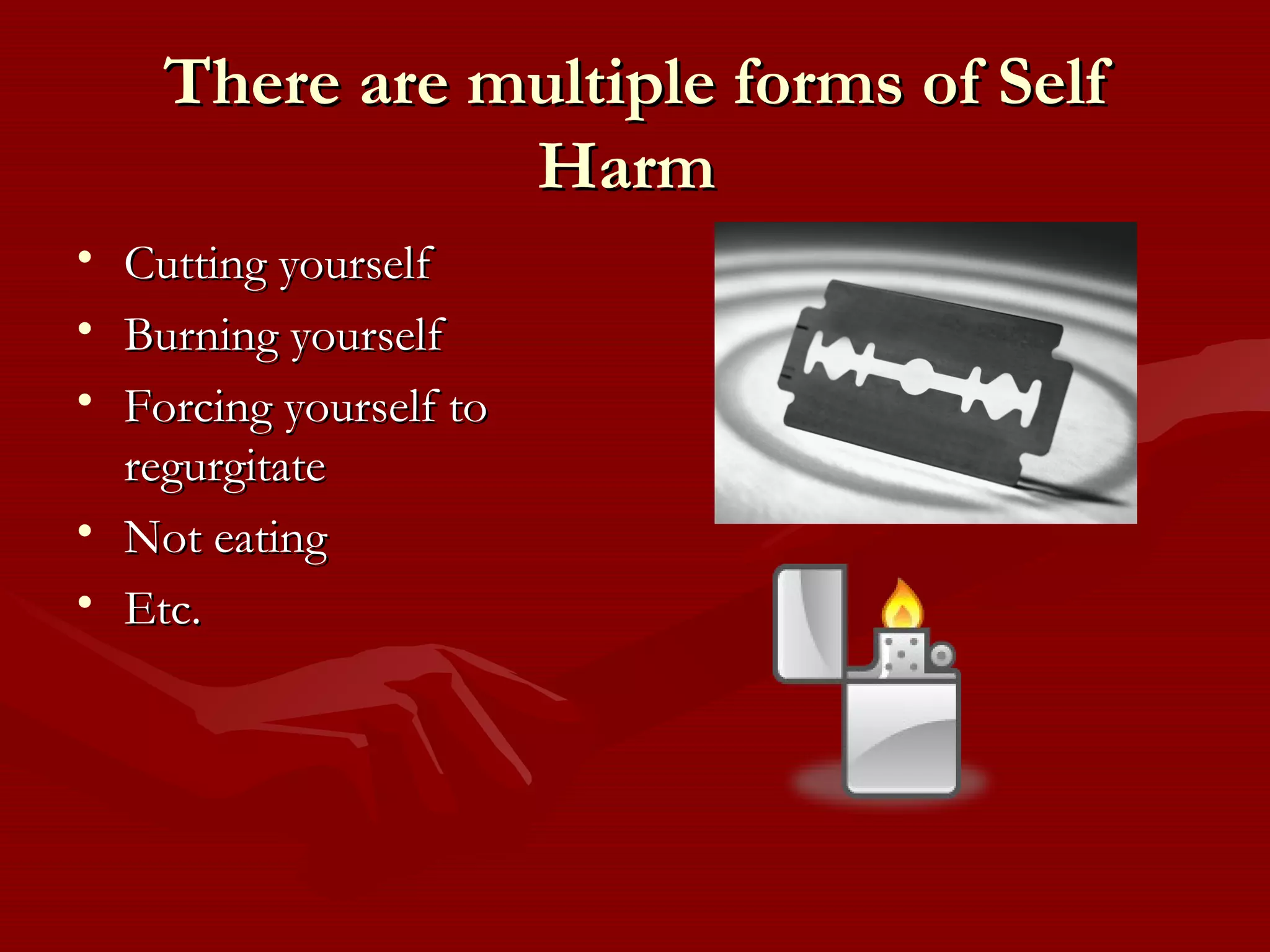 Self harm | PPT | First Aid | Injuries