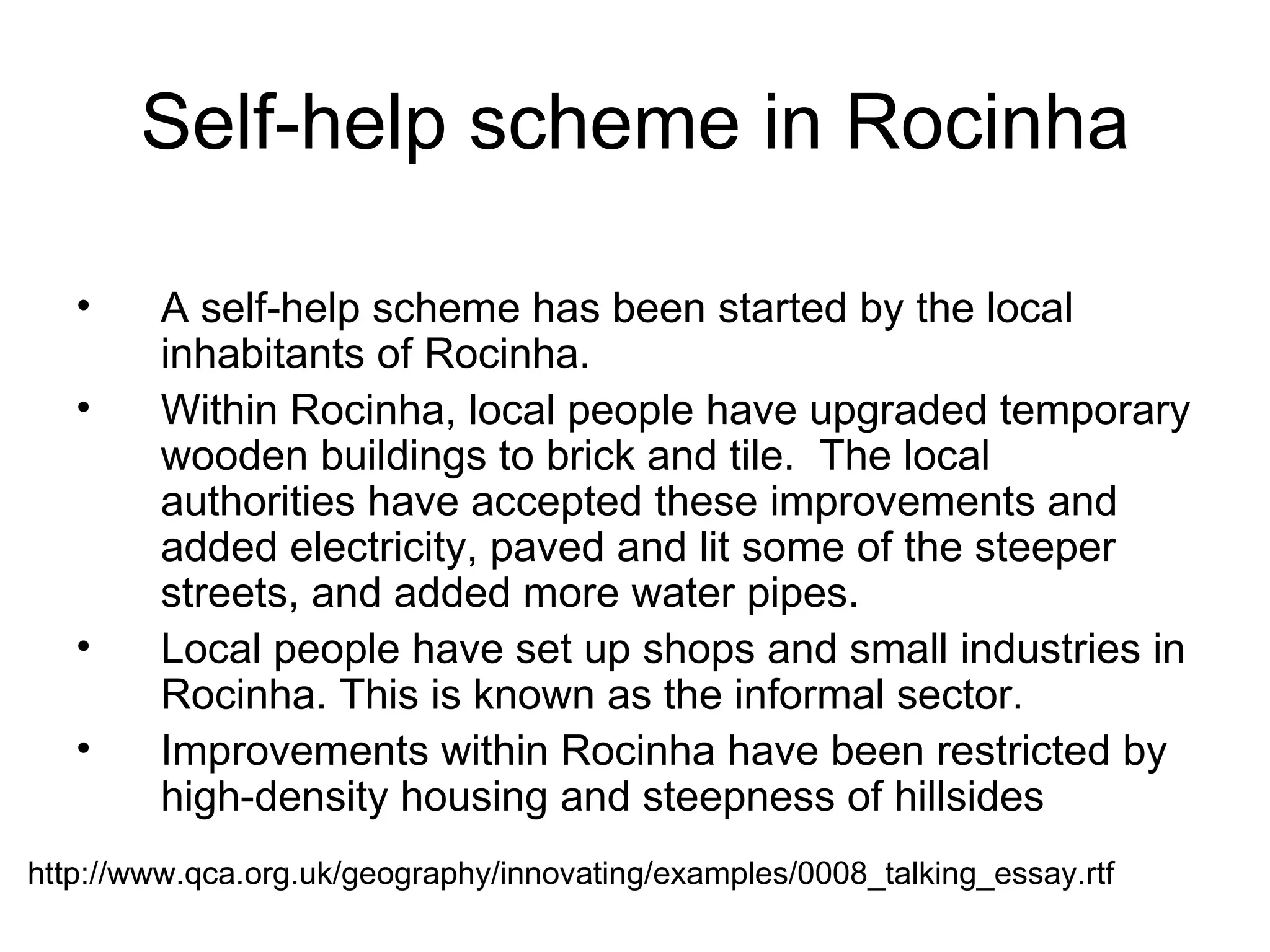 Self-help schemes in shanty towns in Brazil | PPT