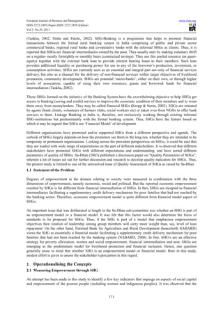 Self help groups an empowerment model or financial model perceptions of ...