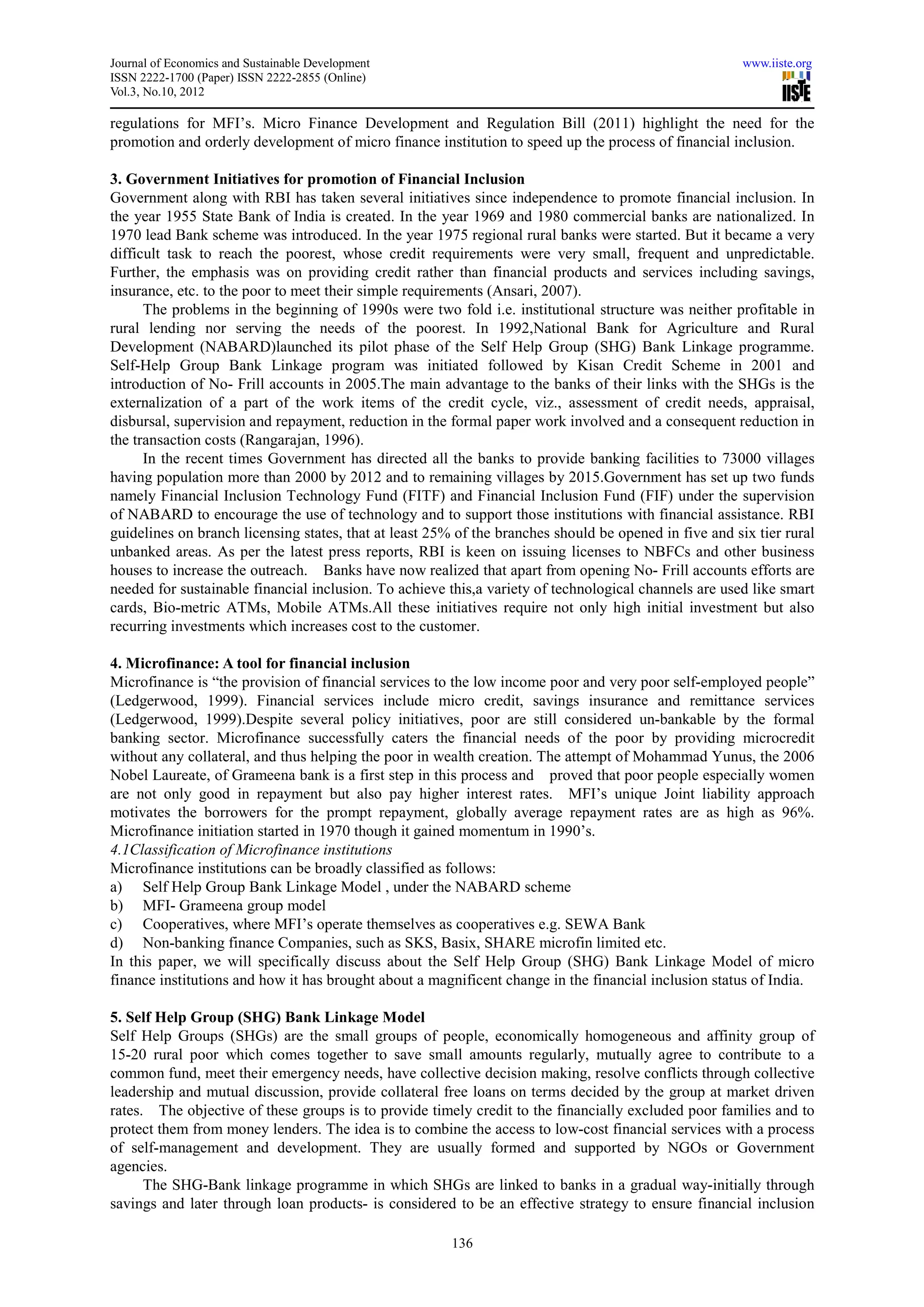 Self help group (shg) bank linkage model - a viable tool for financial ...