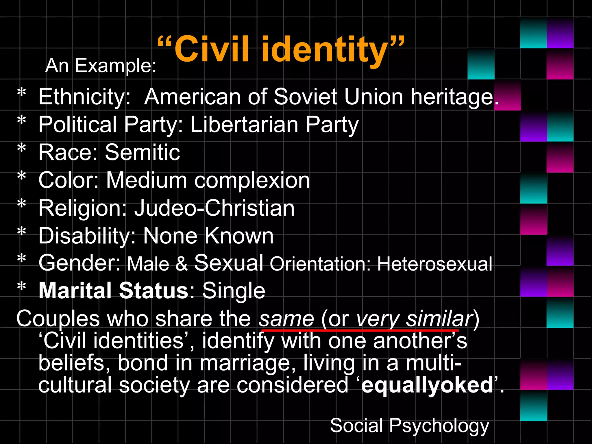 Self and Identity - Definitions - Civil identity - Family Identity ...