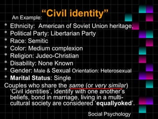 Self and Identity - Definitions - Civil identity - Family Identity ...