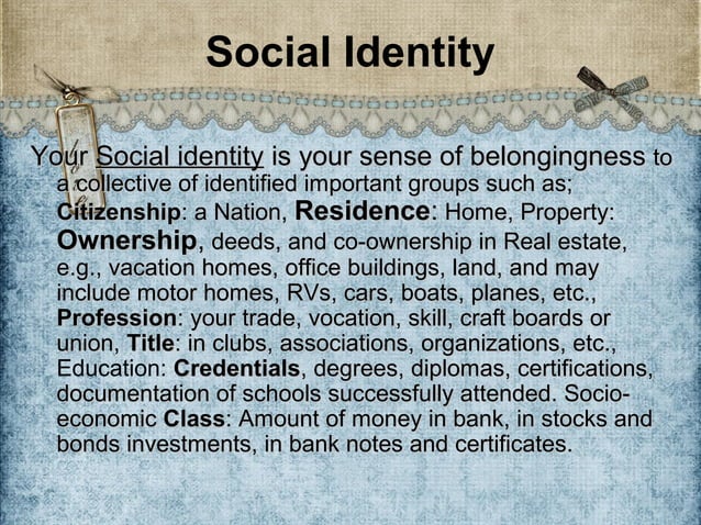 SELF AND IDENTITY - SOCIAL PSYCHOLOGY 200 | PPT